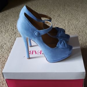 JustFab | Shoes | Periwinkle High Heels With Button Closure | Poshmark
